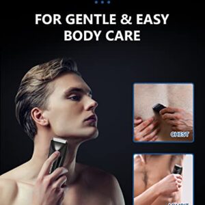 ROMISA Electric Groin Body Hair Trimmer Ball Trimmer for Men USB Recharge Dock Cordless Use Fully Waterproof Replaceable Ceramic Blade Pubic Hair Trimmer Body Groomer Kit for Men