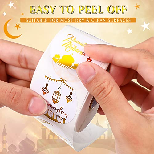 1000 Pcs Ramadan Stickers 1.5 Inch Eid Mubarak Stickers Ramadan Kareem Stickers Ramadan Mubarak Stickers Islamic Muslim Gift Labels Ramadan Kareem Labels for Eid Party Decorations Supplies, 8 Styles