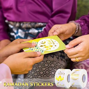 1000 Pcs Ramadan Stickers 1.5 Inch Eid Mubarak Stickers Ramadan Kareem Stickers Ramadan Mubarak Stickers Islamic Muslim Gift Labels Ramadan Kareem Labels for Eid Party Decorations Supplies, 8 Styles