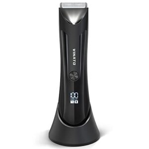 electric body hair trimmer shaver – vinato waterproof groin hair trimmer for men ball shaver usb recharge dock body grooming kit replaceable ceramic blade male hygiene razor – 90 mins battery life