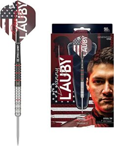 target darts danny lauby gen 1 22g 90% tungsten steel tip darts set,silver, black and red,190117