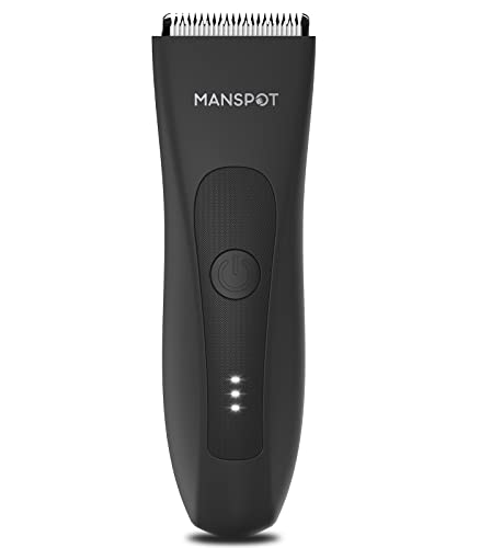 MANSPOT Groin Hair Trimmer for Men and Women, Electric Ball Trimmer/Shaver, Hypoallergenic Ceramic Blade Heads, Waterproof Wet/Dry Groin & Body Shaver Groomer, 20 Times Usage After Fully Charged