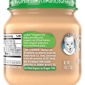 Gerber Organic for Baby 1st Foods Baby Food Jar, Banana, Made with Non-GMO & Organic Produce, USDA Organic Baby Food, 4-Ounce Glass Jar (Pack of 6 Jars)