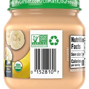 Gerber Organic for Baby 1st Foods Baby Food Jar, Banana, Made with Non-GMO & Organic Produce, USDA Organic Baby Food, 4-Ounce Glass Jar (Pack of 6 Jars)