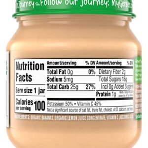 Gerber Organic for Baby 1st Foods Baby Food Jar, Banana, Made with Non-GMO & Organic Produce, USDA Organic Baby Food, 4-Ounce Glass Jar (Pack of 6 Jars)