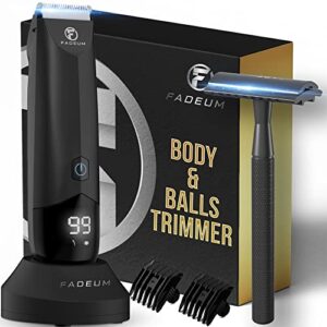 fadeum® ball trimmer for men – body & groin hair, waterproof manscape shaver for balls & pubic hair trimmer for manscaping