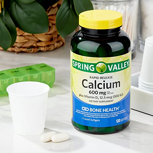 Spring Valley Rapid-Release Calcium 600 mg 120 SoftGels. Includes Luall Fridge Magnetic