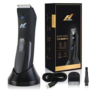 fhuesion electric groin & pubic hair trimmer for men, ball shaver w/light, body groomer replaceable ceramic blade, male razor waterproof wet/dry, usb charging