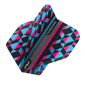 RED DRAGON Hardcore Radical Pink, Blue & Black Geometric Dart Flights - 4 Sets Per Pack (12 Dart Flights in Total)