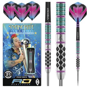 RED DRAGON Peter Wright Snakebite Supa-Venom 24 Gram Premium Tungsten Darts Set with Flights and Stems