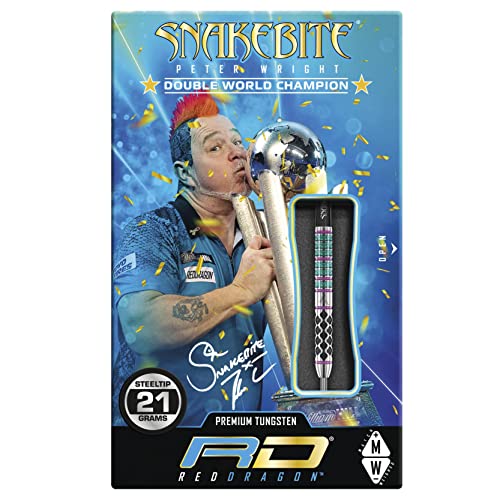 RED DRAGON Peter Wright Snakebite Supa-Venom 24 Gram Premium Tungsten Darts Set with Flights and Stems