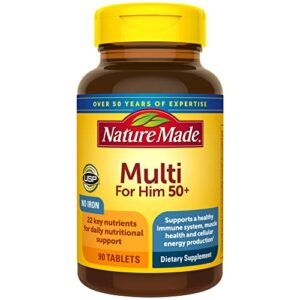 nature made multivitamin for him 50+, mens multivitamins for daily nutritional support, multivitamin for men, 90 tablets, 90 day supply