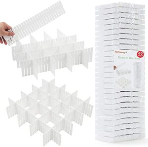 flytianmy 40pcs drawer dividers, adjustable drawer organizer for socks, underwear, makeup, can help tidy kitchen, bedroom, dresser white