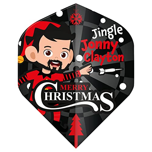 RED DRAGON Limited Edition Jonny Clayton 'Jingle Jonny' Christmas Dart Flights - 3 Sets per Pack (9 Flights in Total)