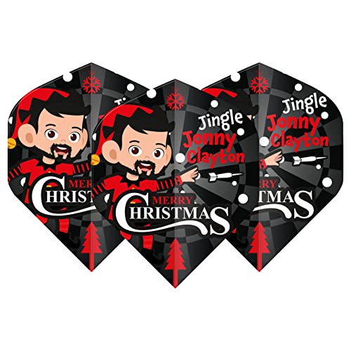 RED DRAGON Limited Edition Jonny Clayton 'Jingle Jonny' Christmas Dart Flights - 3 Sets per Pack (9 Flights in Total)