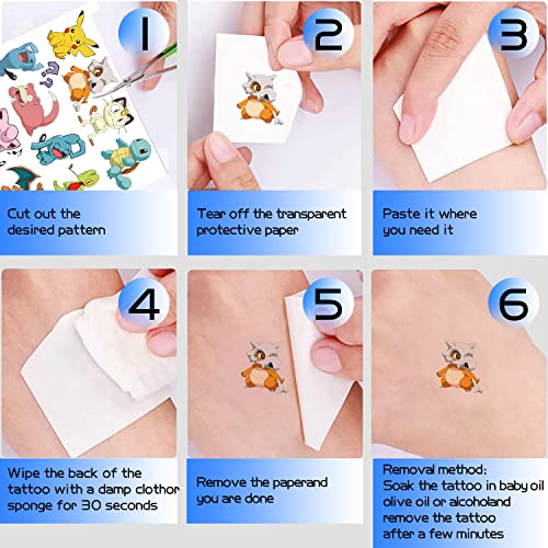 200 PCS Anime Temporary Tattoos for Kids Waterproof, Japanese Cartoon Tattoo Stickers for Kids, DIY Sticker Arts, Birthday Party Favors/supplies for Kids, Classroom School Decorations