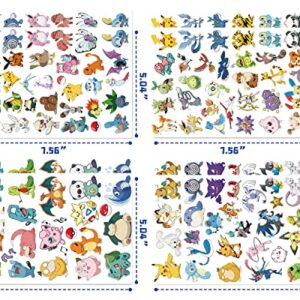 200 PCS Anime Temporary Tattoos for Kids Waterproof, Japanese Cartoon Tattoo Stickers for Kids, DIY Sticker Arts, Birthday Party Favors/supplies for Kids, Classroom School Decorations