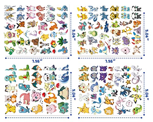 200 PCS Anime Temporary Tattoos for Kids Waterproof, Japanese Cartoon Tattoo Stickers for Kids, DIY Sticker Arts, Birthday Party Favors/supplies for Kids, Classroom School Decorations