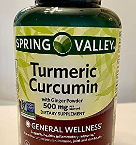 Spring Valley Turmeric Curcumin 500mg with Ginger Powder, General Wellness, 180 Capsules