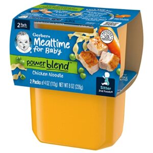 Gerber Mealtime for Baby 2nd Foods PowerBlend Baby Food Tubs, Chicken Noodle, Unsweetened with No Added Colors or Flavors, 2 - 4 oz Tubs/Pack (Pack of 8)