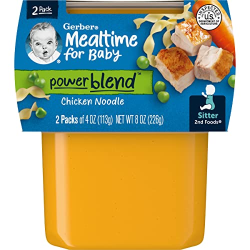 Gerber Mealtime for Baby 2nd Foods PowerBlend Baby Food Tubs, Chicken Noodle, Unsweetened with No Added Colors or Flavors, 2 - 4 oz Tubs/Pack (Pack of 8)