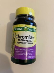 spring valley chromium tablets, dietary supplement, 1000 mcg, 100 count