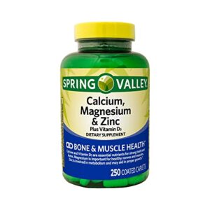 Calcium, Magnesium, Zinc & Vitamin D3. Includes Luall Fridge Magnetic + Spring Valley Calcium, Magnesium & Zinc Plus Vitamin D3 Caplets Dietary Supplement, 250 Count