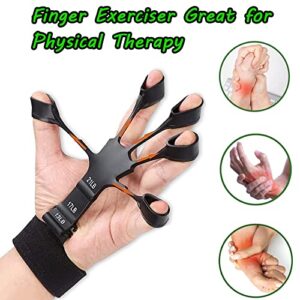 Finger Strengthener, Grip Strength Trainer, Finger Strength Trainer, Finger Resistance Band for Wrist Physcial Rehabilitation Finger Exerciser & Hand Strengthener (Black+Grey)