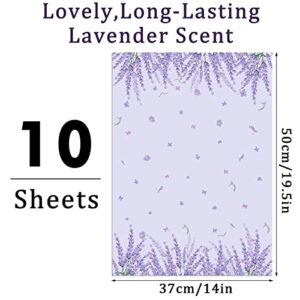 10 Sheets Drawer Liners for Dresser Lavender Scented Drawer Liners Drawer Paper Liner Non Adhesive Scented Liners for Drawers Fragrant Drawer Liners for Home Shelf Closet (Lavender,Lavender)