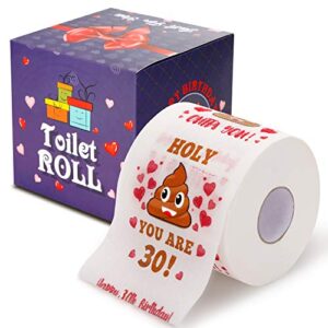 30th Birthday Gifts for Men and Women - Happy Prank Toilet Paper - 30th Birthday Decorations for Him, Her - Party Supplies Favors Ideas - Funny Gag Gifts, Novelty Bday Present for Friends, Family