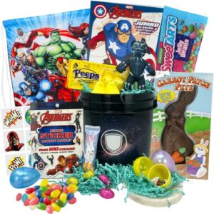 avengers easter gift basket for kids already filled – easter care package gift pack bundle prefilled with easter eggs candy chocolate for boys girls young children toddlers grandchildren