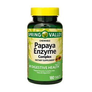 Support Optimal Digestion and Nutrient Absorption with Spring Valley Papaya Enzyme Complex - Chewable Tablets Dietary Supplement, 180 Count. Includes Luall Fridge Magnetic