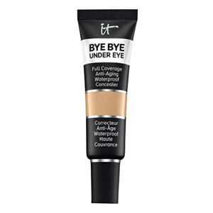 it cosmetics bye bye under eye full coverage concealer – for dark circles, fine lines, redness & discoloration – waterproof – anti-aging – natural finish – 25.0 medium natural (n), 0.4 fl oz