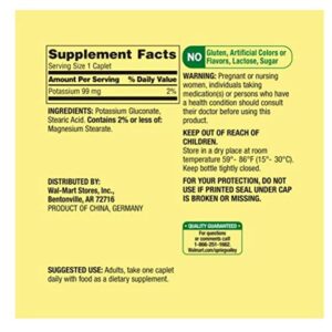 Spring - Valley Potassium Caplets 99 mg - 250 Pack of 2 for Caplets for Heart Nerve and Muscle Function