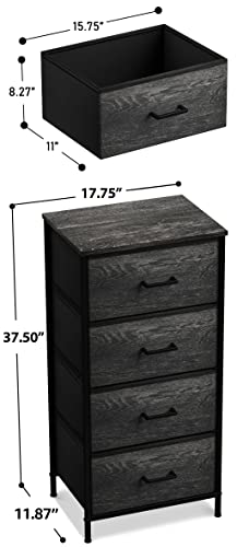 Sorbus Dresser with 4 Faux Wood Drawers - Tall Storage Unit Organizer Tower for Clothes - Bedroom, Hallway, Living Room, Closet, & Dorm Chest Furniture - Steel Frame, Wood Top, Easy Pull Fabric Bins