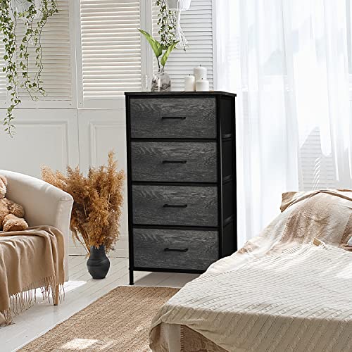 Sorbus Dresser with 4 Faux Wood Drawers - Tall Storage Unit Organizer Tower for Clothes - Bedroom, Hallway, Living Room, Closet, & Dorm Chest Furniture - Steel Frame, Wood Top, Easy Pull Fabric Bins