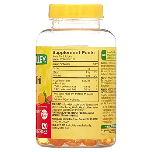 Essential Omega-3. Includes Luall Fridge Magnetic + Spring Valley Omega-3 Fish Oil Soft Gels, 1000 mg (120 MINI SoftGels)