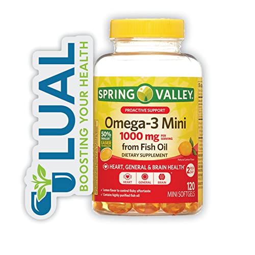 Essential Omega-3. Includes Luall Fridge Magnetic + Spring Valley Omega-3 Fish Oil Soft Gels, 1000 mg (120 MINI SoftGels)