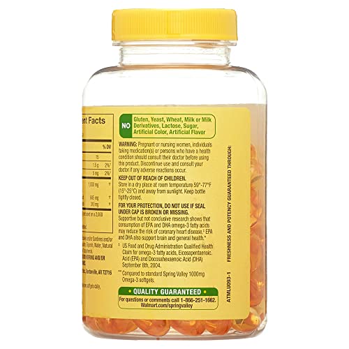 Essential Omega-3. Includes Luall Fridge Magnetic + Spring Valley Omega-3 Fish Oil Soft Gels, 1000 mg (120 MINI SoftGels)