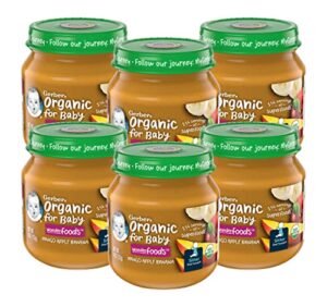 gerber organic for baby wonder foods 2nd foods baby food jar, mango apple banana, usda organic pureed baby food with superfoods, 4-ounce glass jar (pack of 6)