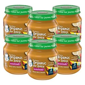 Gerber Organic for Baby Wonder Foods 2nd Foods Baby Food Jar, Mango Apple Banana, USDA Organic Pureed Baby Food with Superfoods, 4-Ounce Glass Jar (Pack of 6)