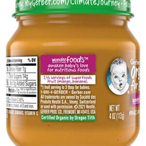 Gerber Organic for Baby Wonder Foods 2nd Foods Baby Food Jar, Mango Apple Banana, USDA Organic Pureed Baby Food with Superfoods, 4-Ounce Glass Jar (Pack of 6)