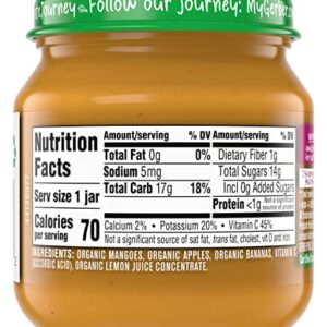 Gerber Organic for Baby Wonder Foods 2nd Foods Baby Food Jar, Mango Apple Banana, USDA Organic Pureed Baby Food with Superfoods, 4-Ounce Glass Jar (Pack of 6)