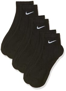 nike everyday cushion ankle training socks (3 pair), men’s & women’s ankle socks with sweat-wicking technology, black/white, medium