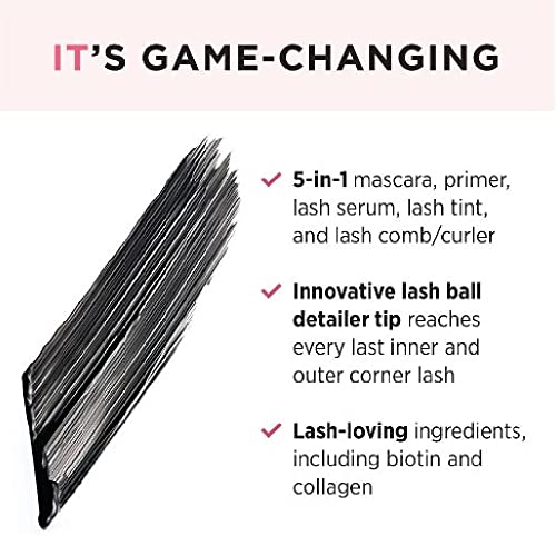 IT Cosmetics Hello Lashes 5-in-1, Black - Volumizing Mascara, Lash Primer, Lash Serum, Lash Tint & Lash Curler - With Collagen, Biotin & Peptides - 0.33 fl oz (1 Count)