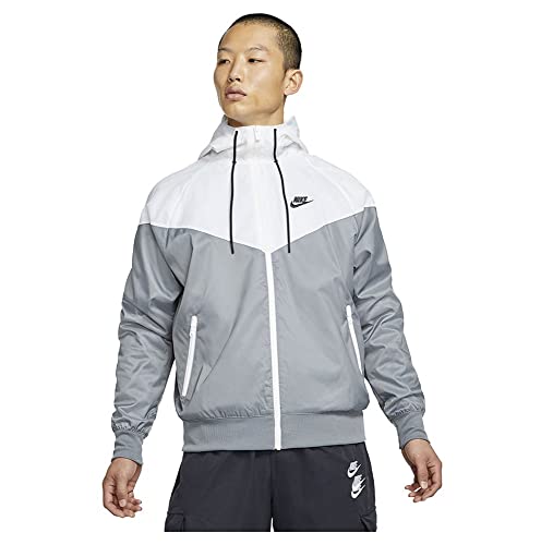 Nike Sportswear Windrunner Men's Hooded Jacket (as1, alpha, s, regular, regular, Smoke Grey/White/Smoke Grey/Black, Small)