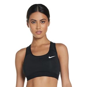 nike women’s medium support non padded sports bra with band, black/black/(white), medium