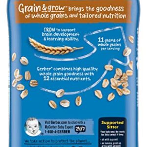 Gerber Cereal for Baby 1st Foods Grain & Grow Oatmeal Cereal, Made with Whole Grains & Essential Nutrients, Non-GMO, For Supported Sitters, 8-Ounce Canister (Pack of 3)