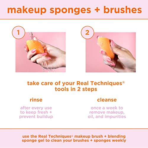 Real Techniques Mini Miracle Complexion Sponge Makeup Blender, Beauty Sponge For Touch Ups, Professional Makeup Tool, Cruelty Free, Latex Free, Perfect For Travel or On The Go, 4 Count