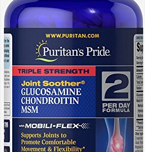 Puritan's Pride Triple Strength Glucosamine, Chondroitin & MSM Joint Soother, 90 Coated Caplets